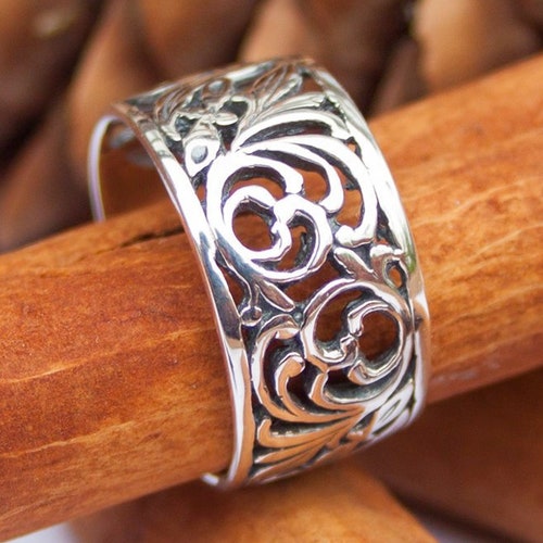 Norwegian Rosemaling Ring 925 Sterling Silver Folk Floral | Etsy