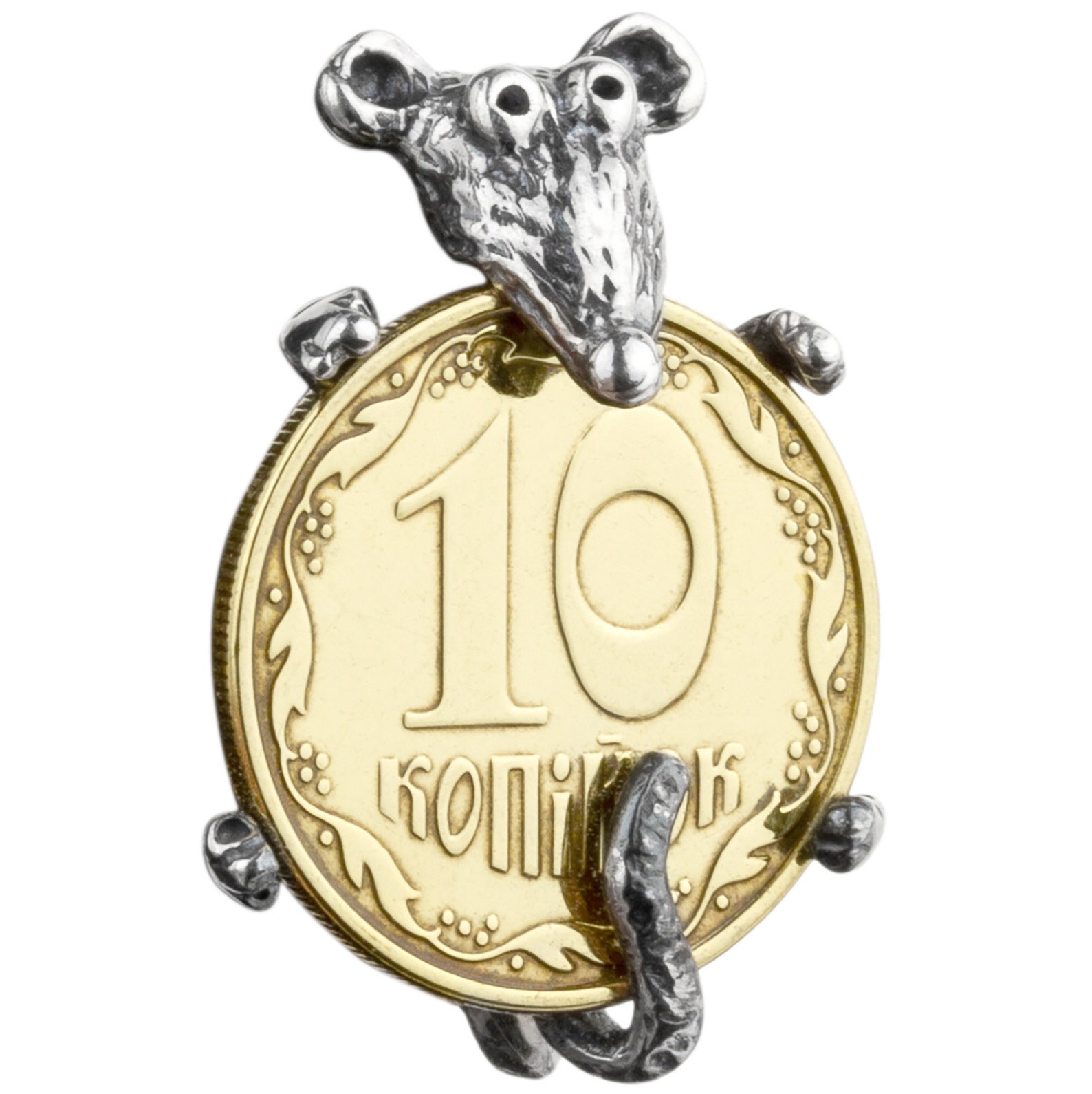 Money Amulet Mouse Rat on Coin. 925 Sterling Silver Charm. - Etsy