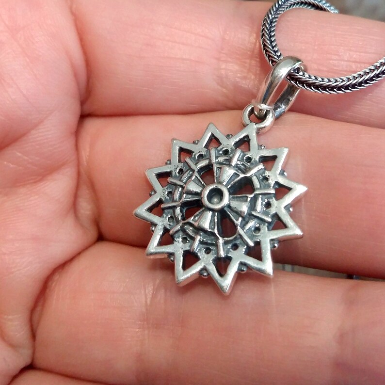Erzgamma Star Dodecagram 12 Pointed Lucky Star Sterling Silver Pendant ...