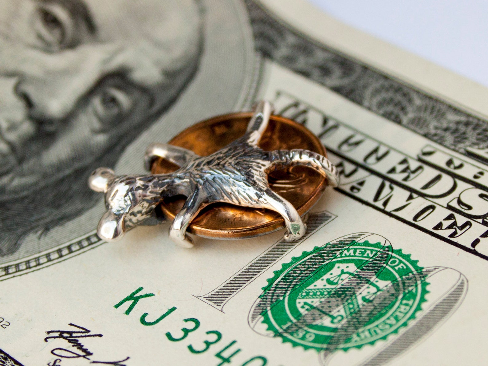 Money Amulet Mouse Rat on Coin. 925 Sterling Silver Charm. - Etsy