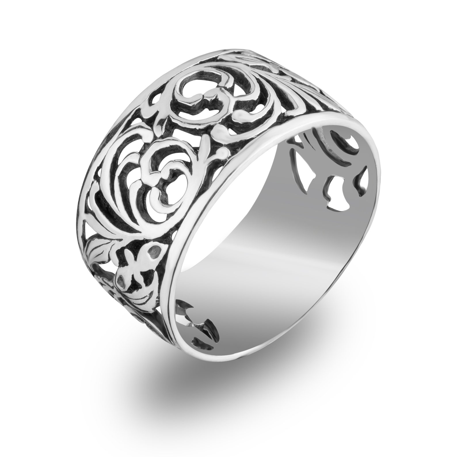 Norwegian Rosemaling Ring 925 Sterling Silver Folk Floral - Etsy