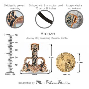 Thors Hammer Pendant Necklace 925 Sterling Silver Mjolnir With Heads of ...