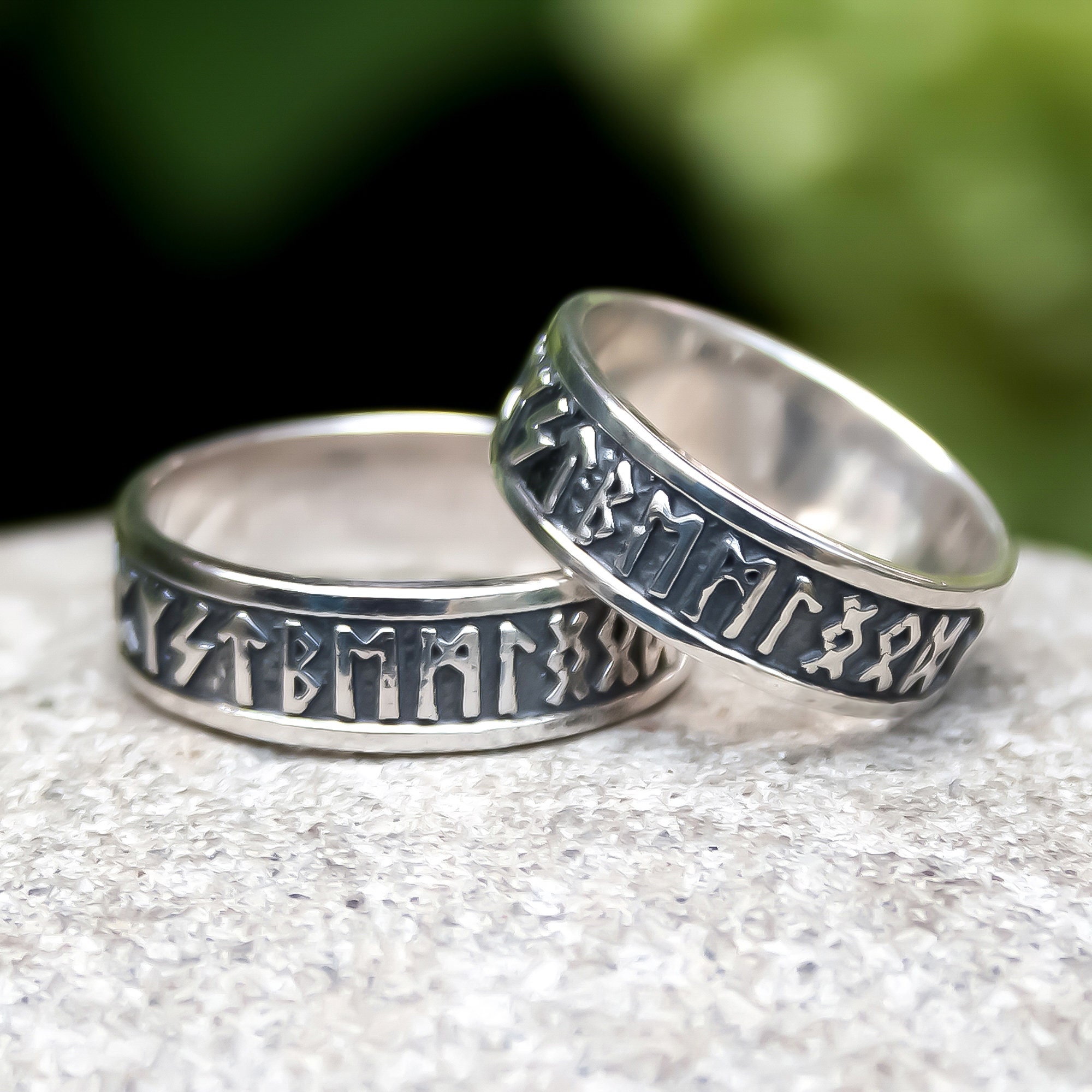 Viking Rune Ring /Sterling Silver 925 / Nordic Wedding Runic | Etsy