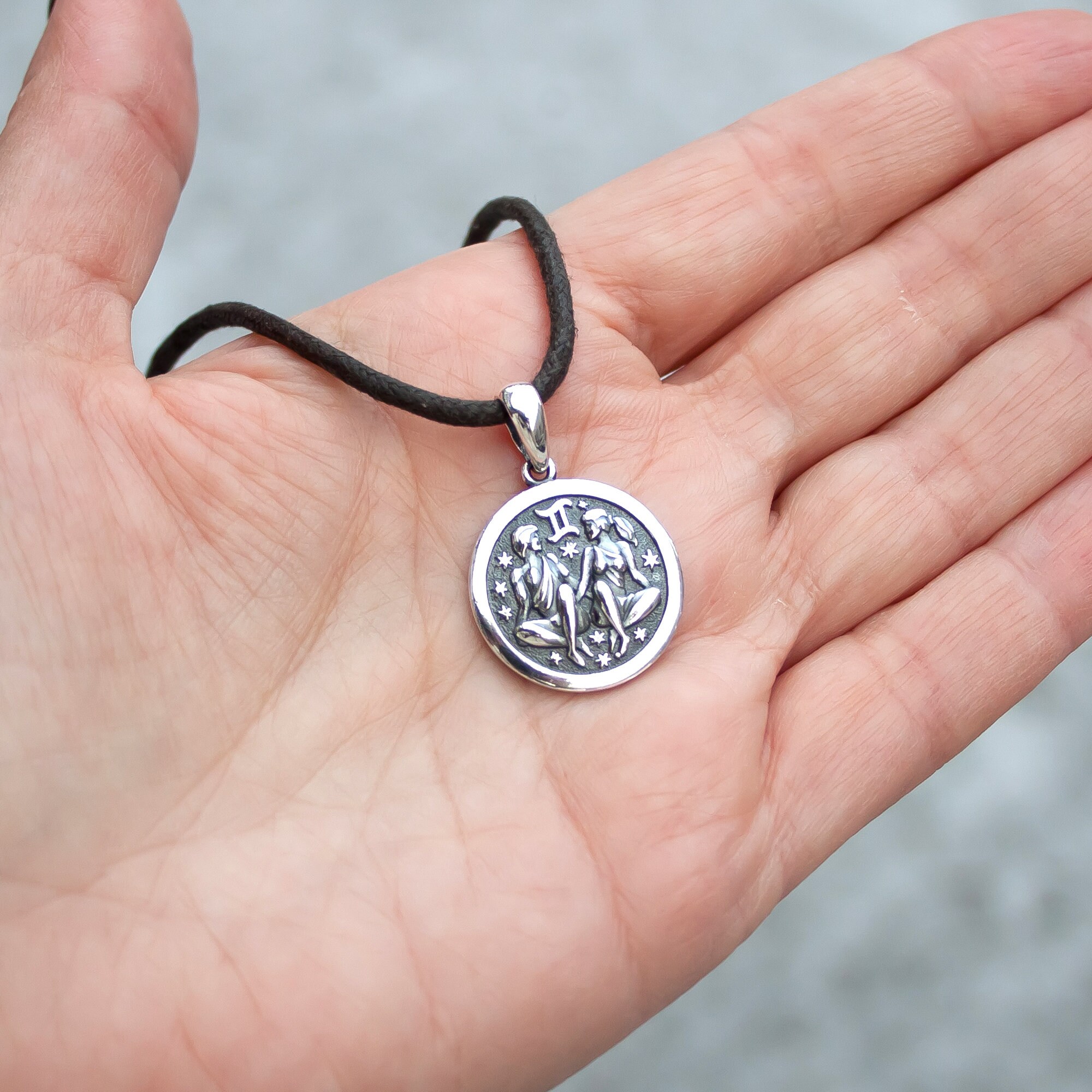 Gemini Zodiac Pendant Necklace / 925 Sterling Silver | Etsy