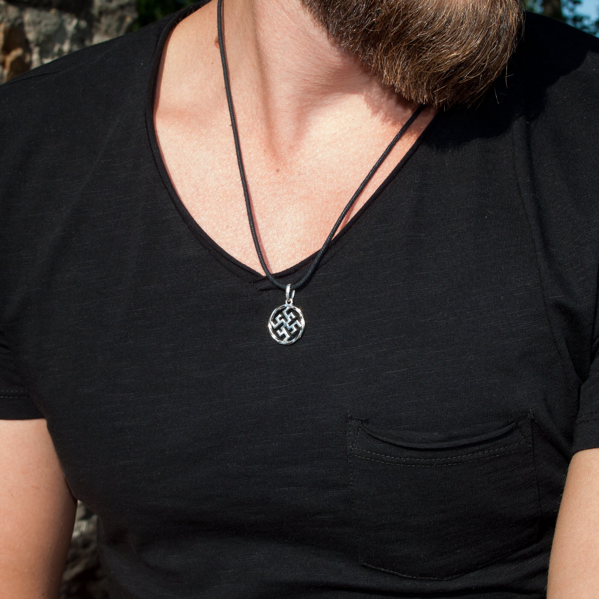 Thunder Cross Sterling Silver Necklace Kolovrat Pendant Neopagan Norse ...