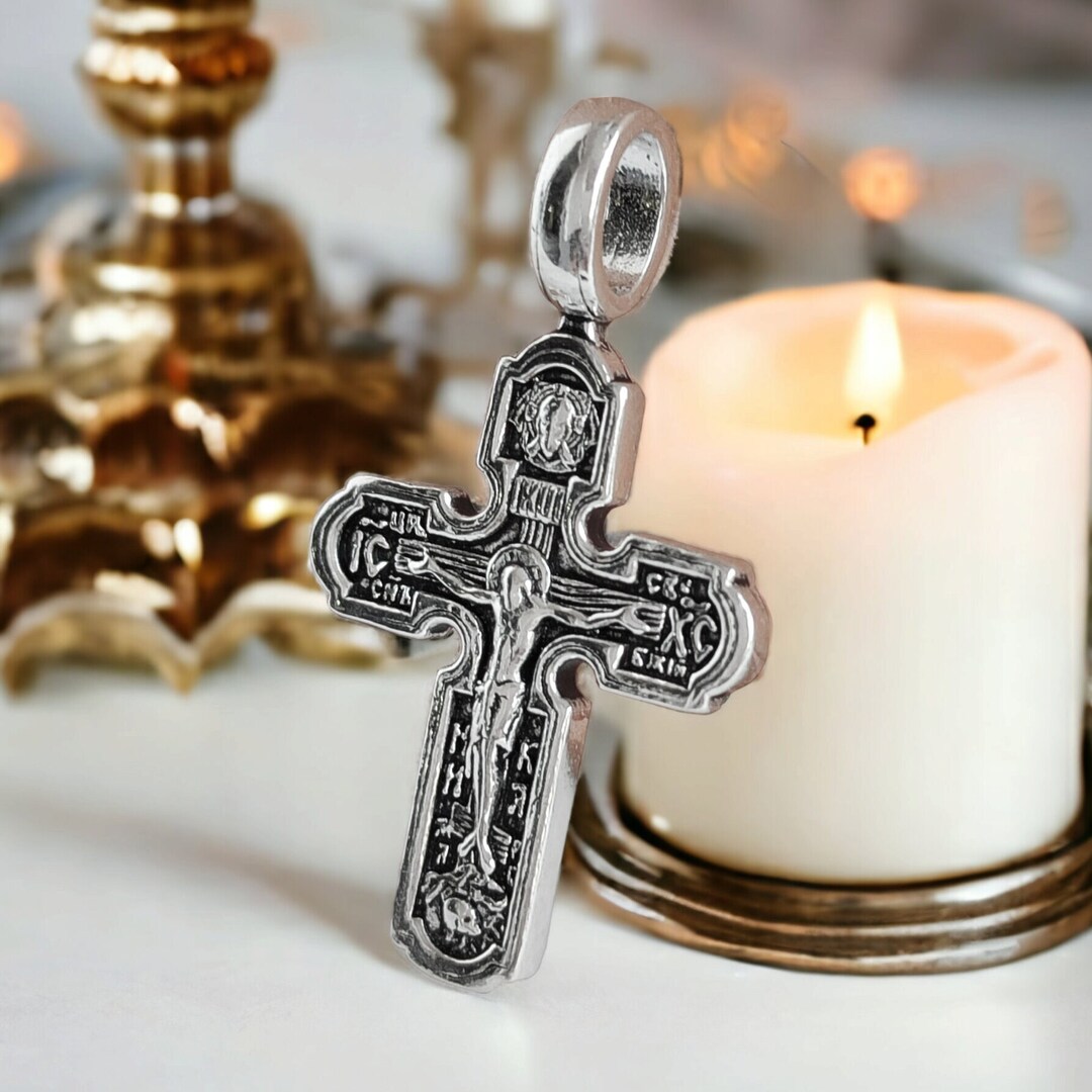 Eastern Orthodox Cross Necklace for Men Women 925 Sterling Silver ...