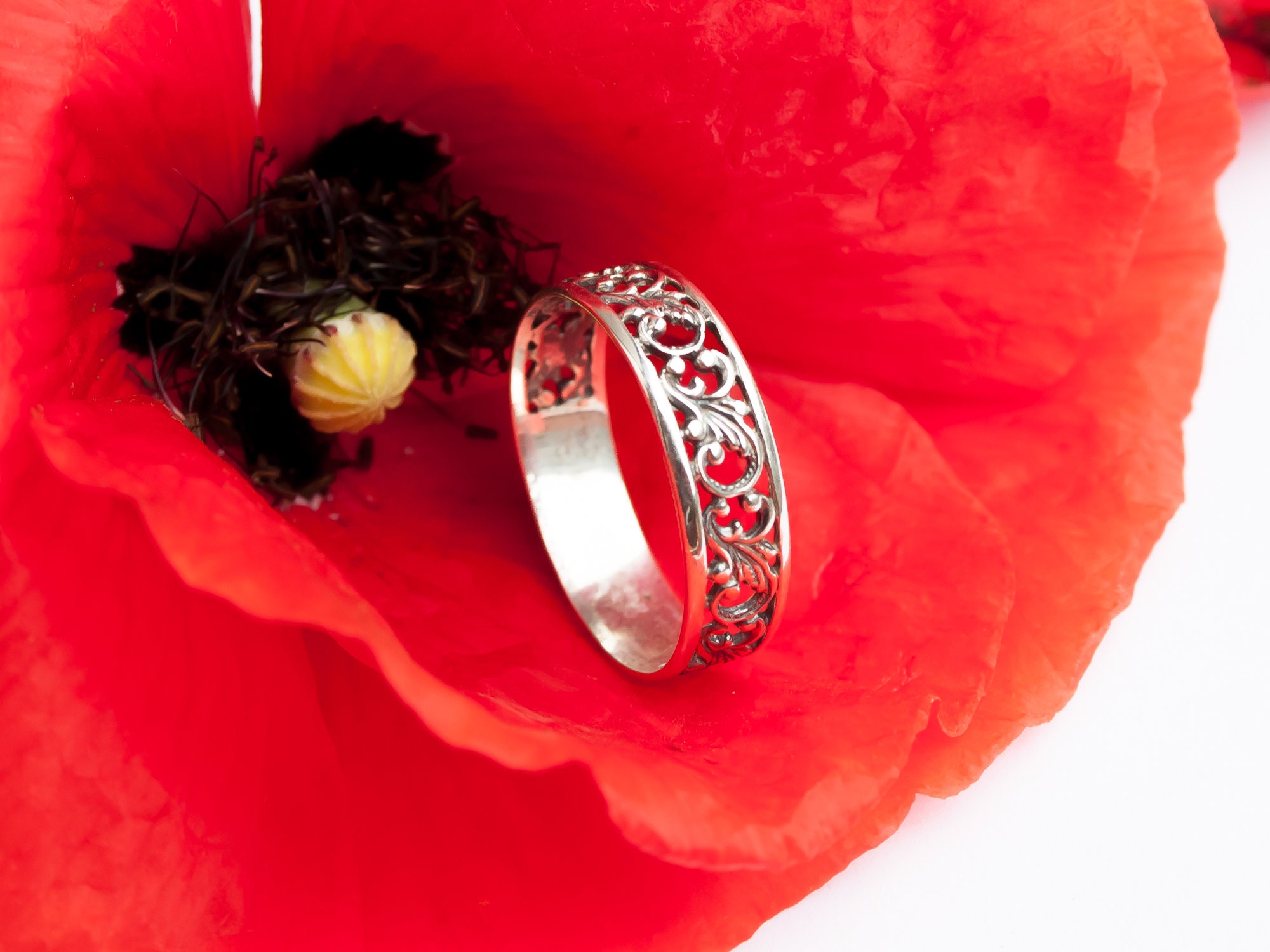 Norwegian Rosemaling Band Ring /925 Sterling Silver /Thumb | Etsy
