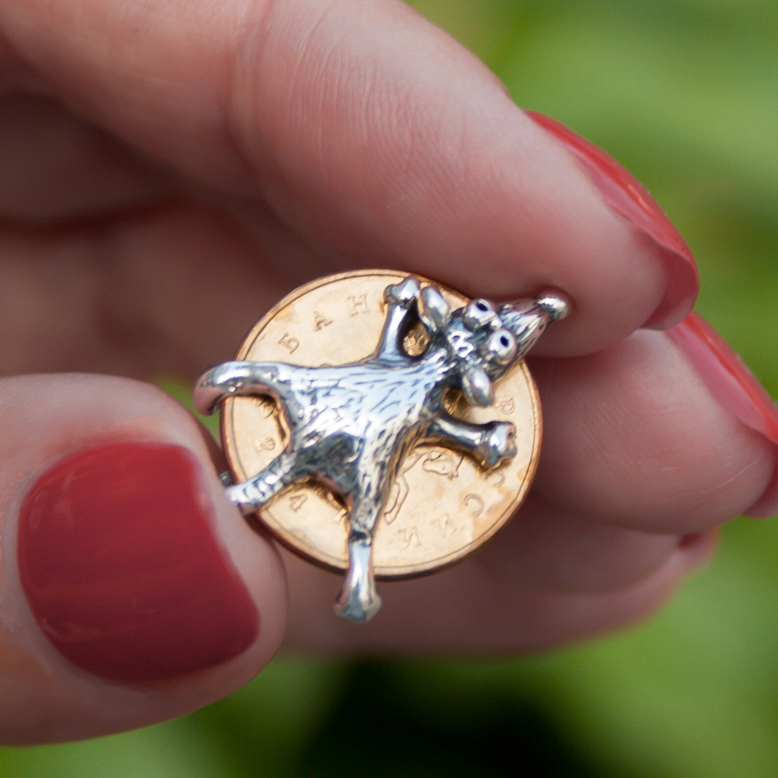 Money Amulet Mouse Rat on Coin - 925 Sterling Silver Purse Charm ...