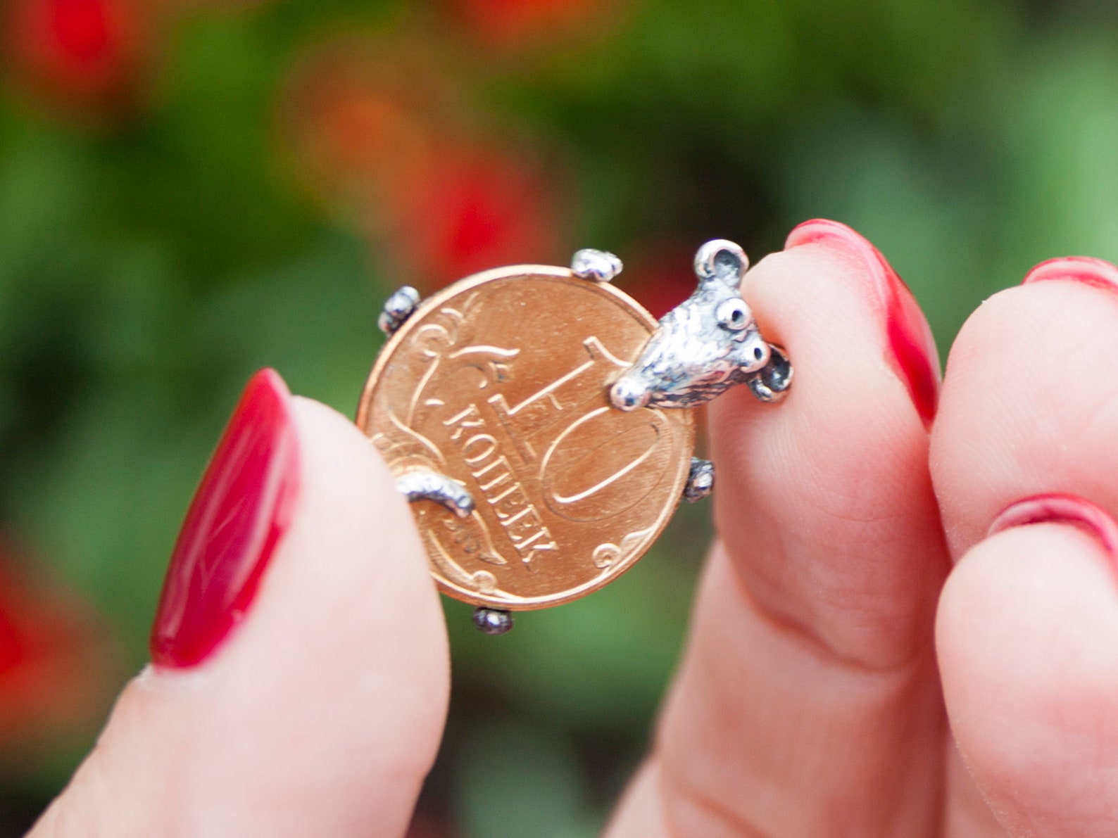 Money Amulet Mouse Rat on Coin. 925 Sterling Silver Charm. | Etsy