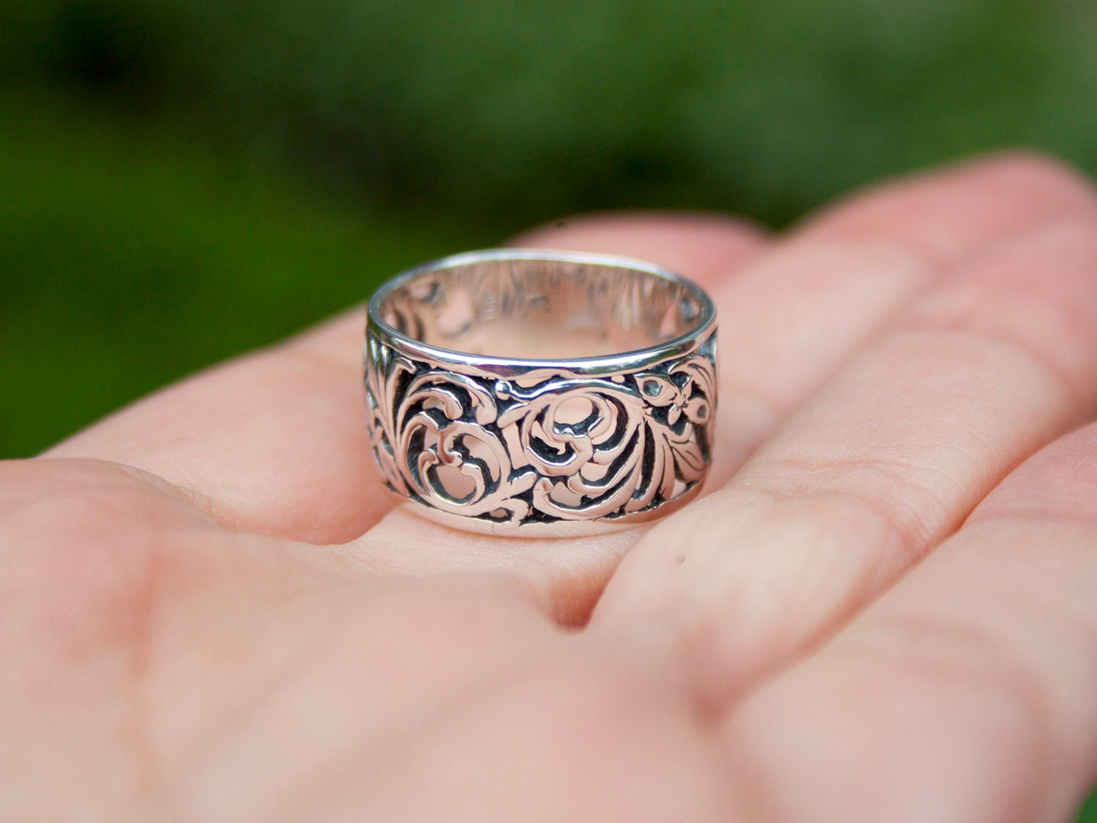 Norwegian Rosemaling Ring 925 Sterling Silver Folk Floral - Etsy