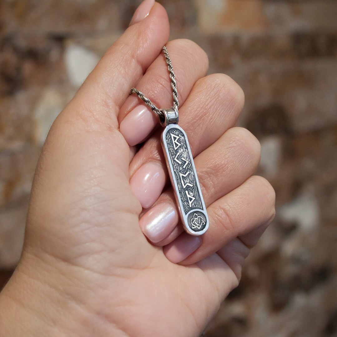 Womens Rune Viking Pendant Necklace /925 Sterling Silver /berkana Jera ...