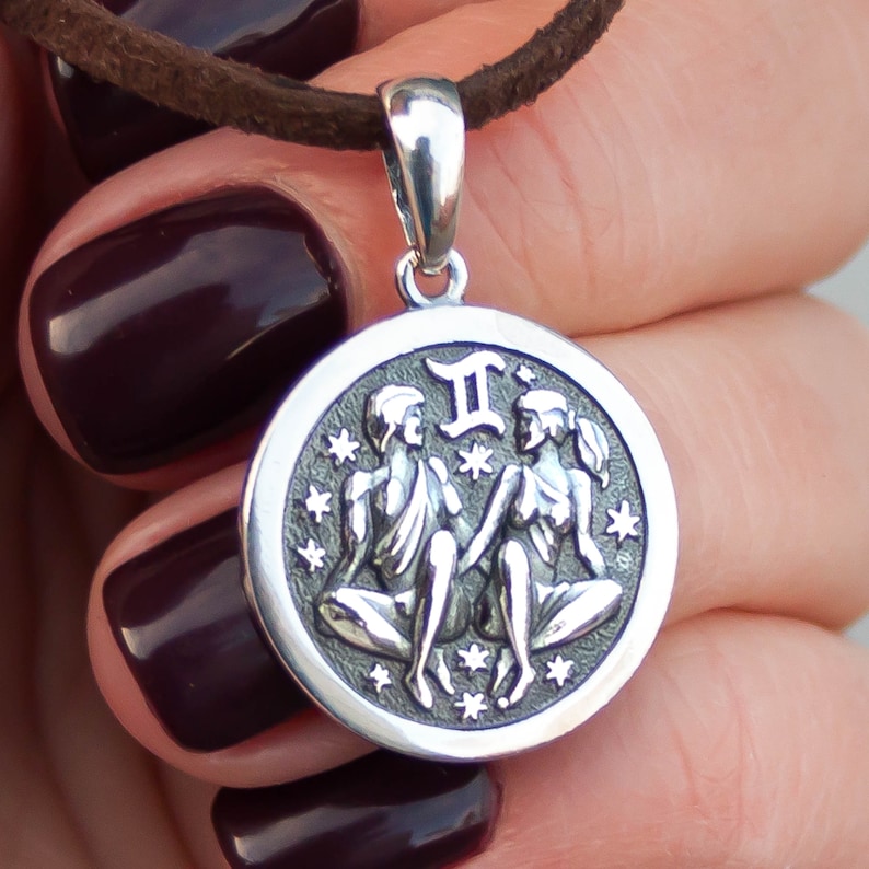 Gemini Zodiac Pendant Necklace / 925 Sterling Silver /horoscope Sign ...