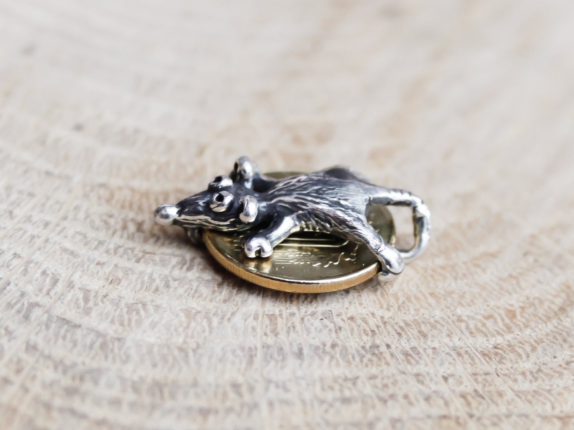 Money Amulet Mouse Rat on Coin 925 Sterling Silver Purse - Etsy