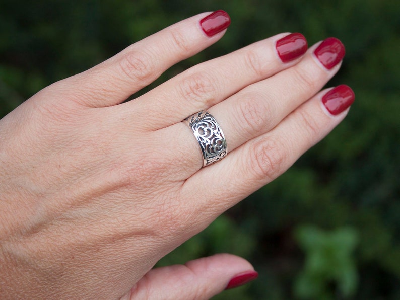 Norwegian Rosemaling Ring 925 Sterling Silver Folk Floral - Etsy