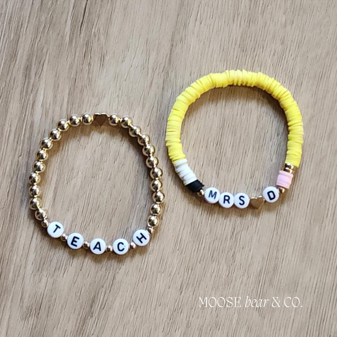 Teacher Pencil Bracelet Set, Personalized Teacher Gift Ideas, Teacher Appreciation Gifts, Happy ...