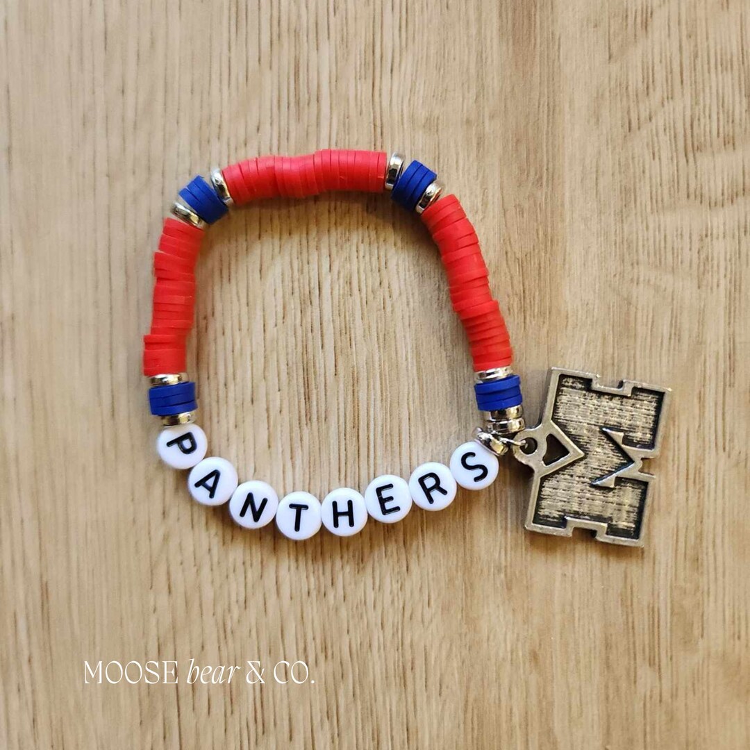 Panthers Bracelet, Team Spirit Bracelet, School Mascot Jewelry, Panther ...