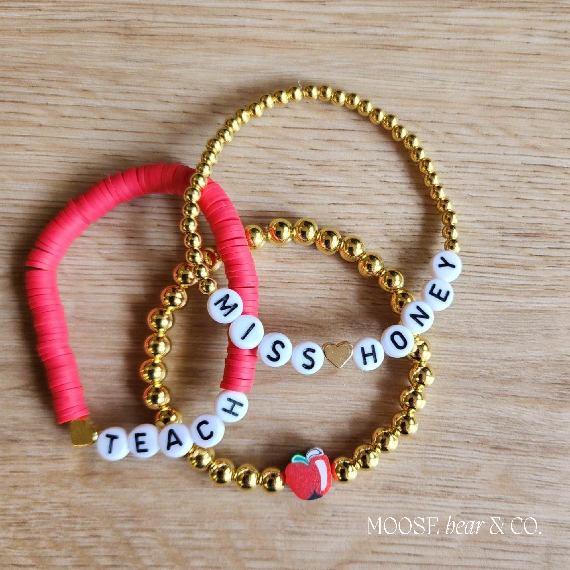 Teacher Bracelet Stack Set, Custom Teacher Bracelets, Teacher Gifts ...