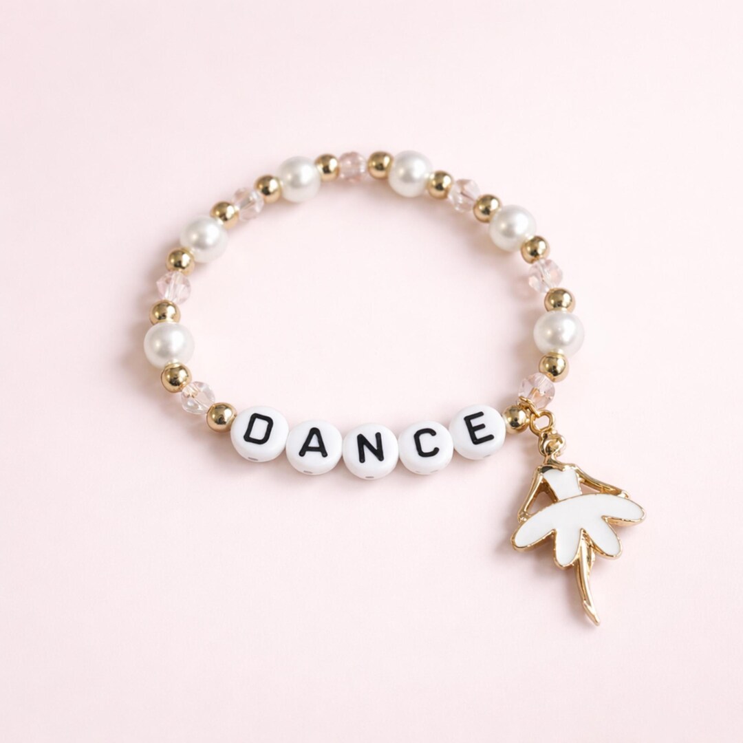 Dance Bracelet With Ballerina Charm, Pearl Beaded Dance Jewelry ...