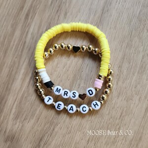 Teacher Pencil Bracelet Set, Personalized Teacher Gift Ideas, Teacher Appreciation Gifts, Happy ...