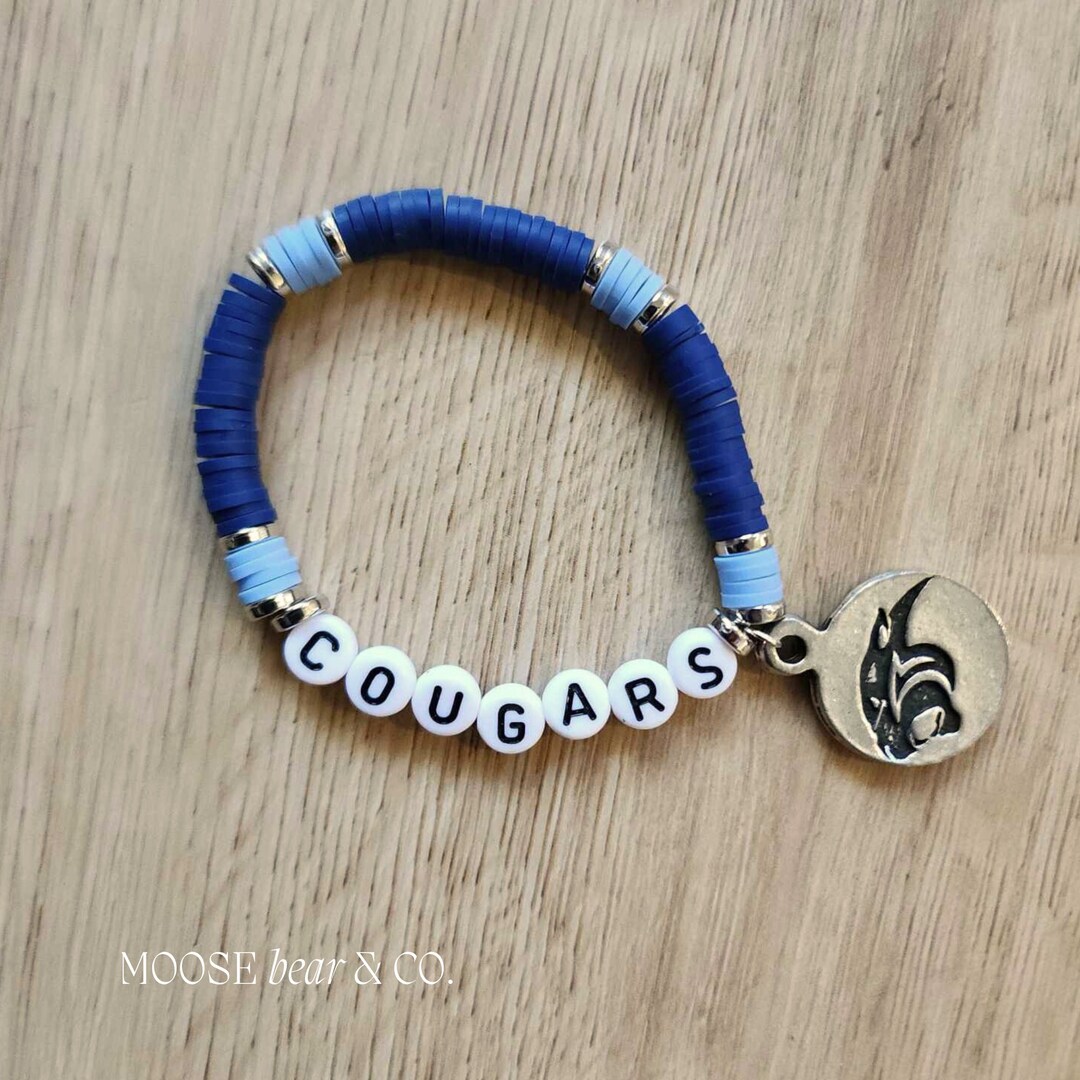 Cougars Bracelet, Team Spirit Bracelet, School Mascot Jewelry, Cougars ...