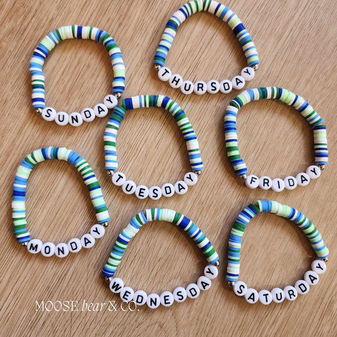 7 Days Bracelet Set, Days of the Week Bracelets, DOW Bracelets ...