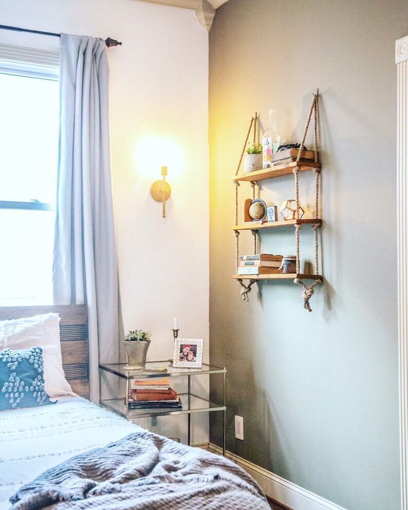 CUSTOM / Cedar / Rope / Hardware / Minimalist / Hanging Shelf - Etsy