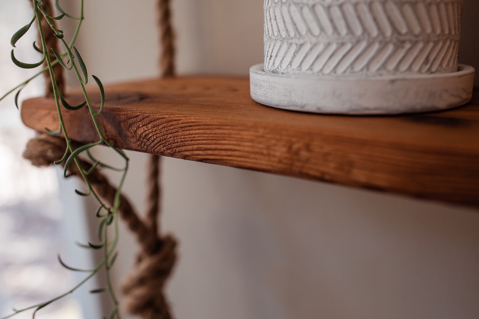 CUSTOM / Cedar / Rope / Hardware / Minimalist / Hanging Shelf | Etsy