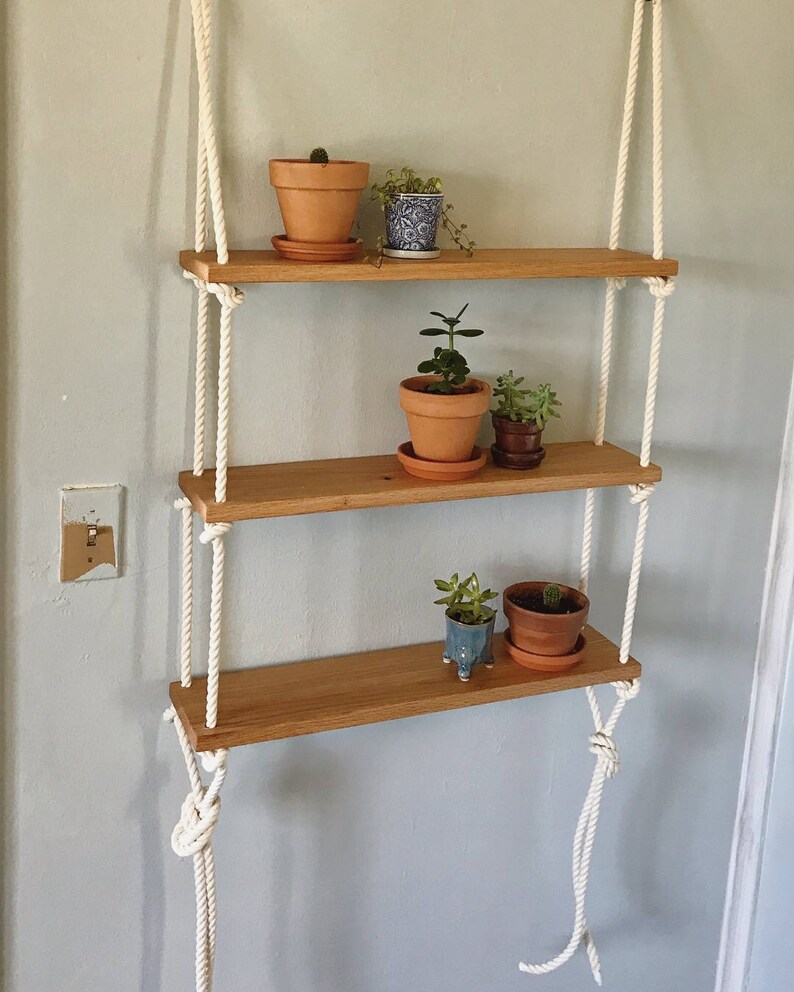 CUSTOM / Red Oak / Rope / Hardware / Minimilist / Hanging - Etsy Canada