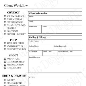 Photography Client Workflow-client Workflow Pdf Photography - Etsy