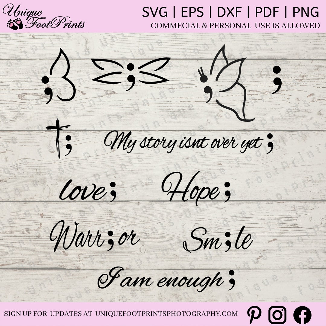 Project Semicolon SVG- You Are Enough Svg- Suicide Prevention- Suicide ...