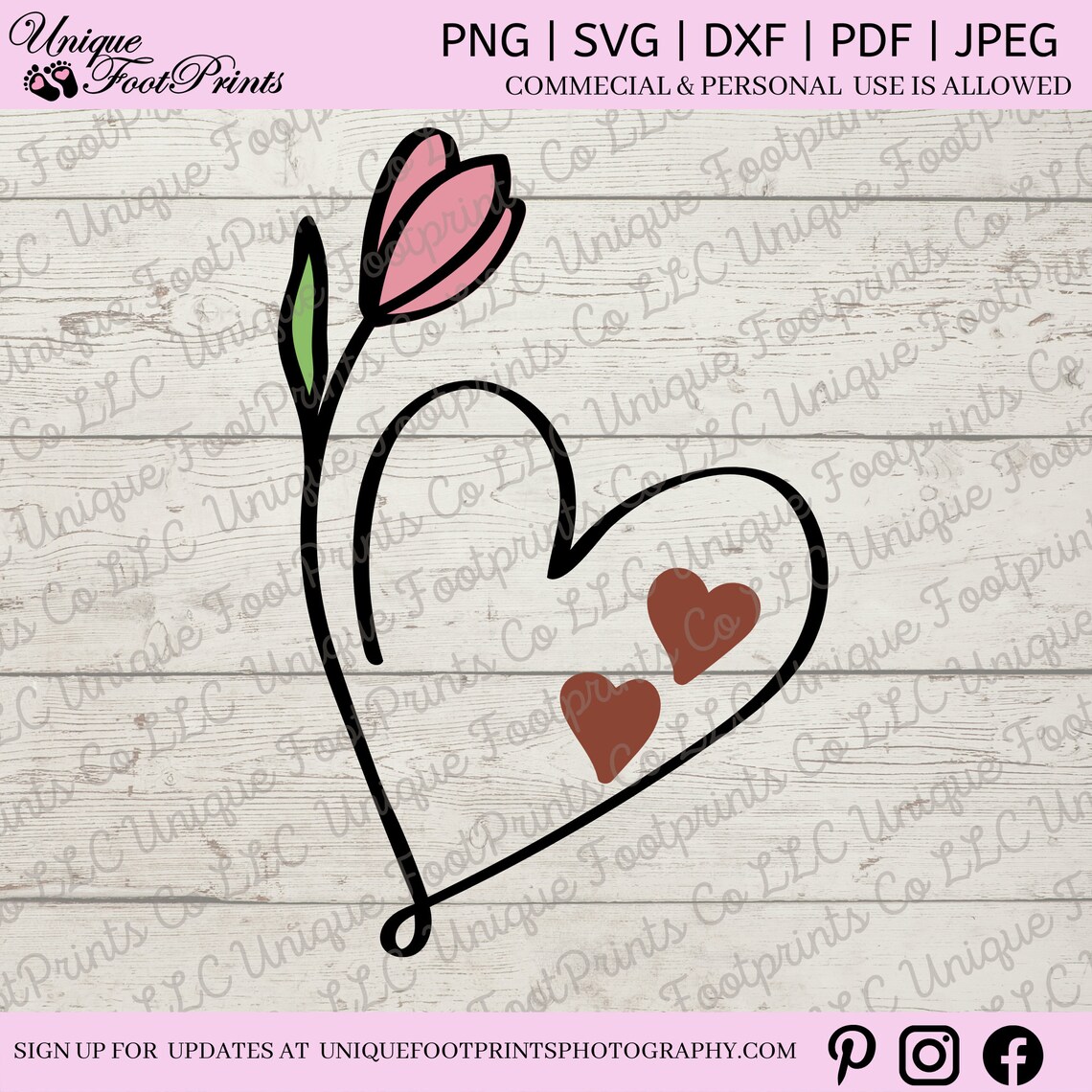 Hand Doodle Heart, Heart With Flower SVG Hand Drawn SVG, Heart SVG ...