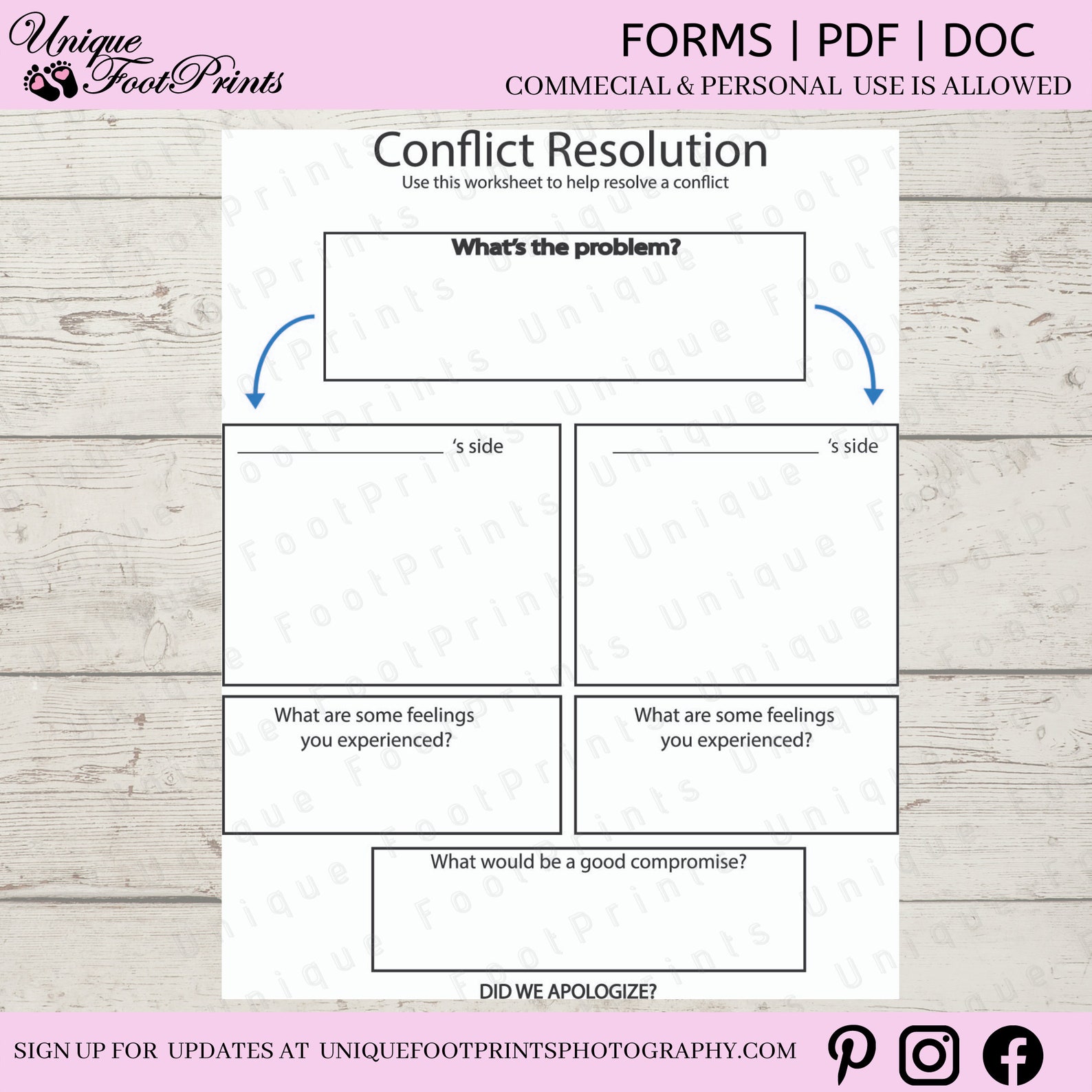 Conflict Resolution Worksheet- Conflict Resolution Chart-autism- Social ...