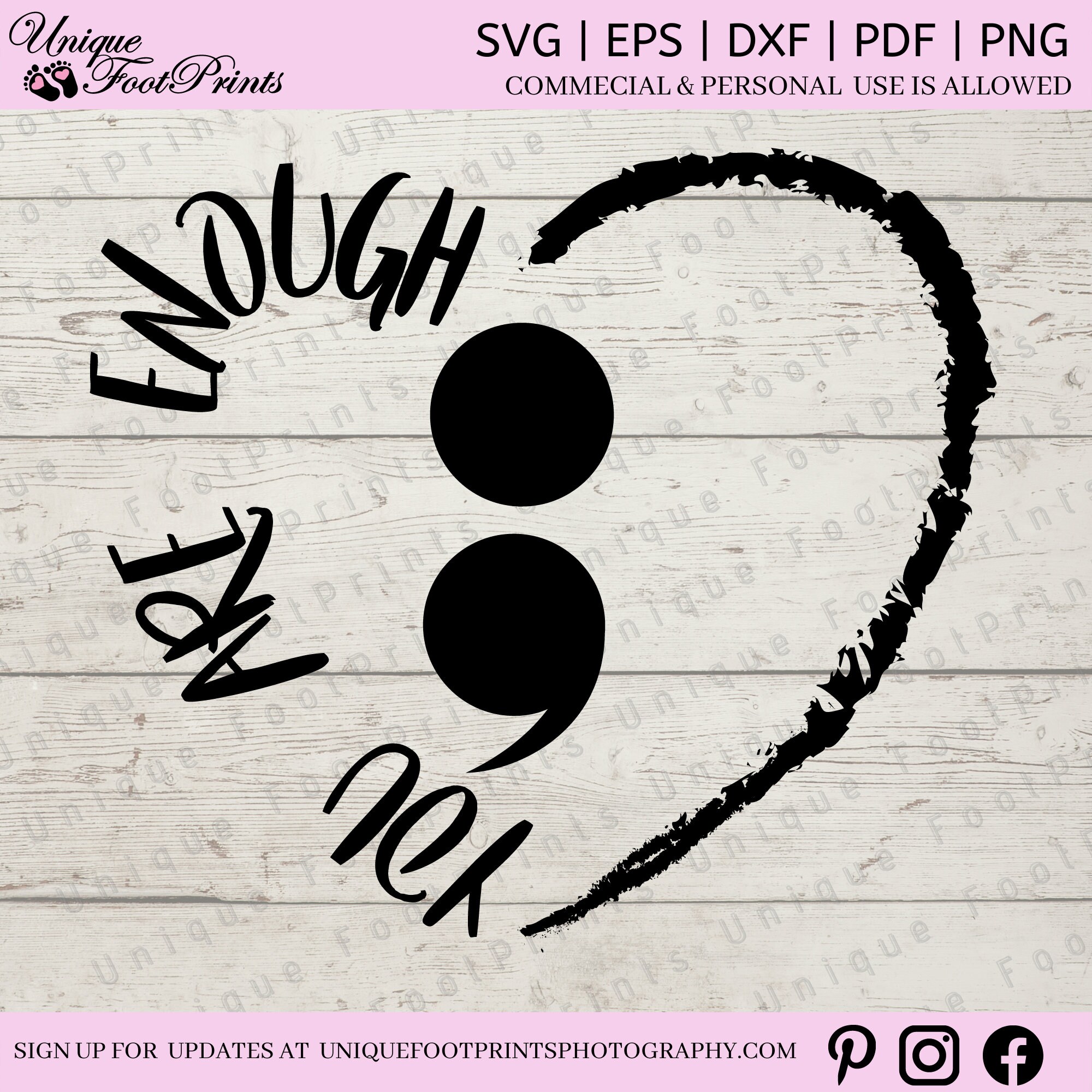 Project Semicolon SVG- You Are Enough Svg- Suicide Prevention- Suicide ...
