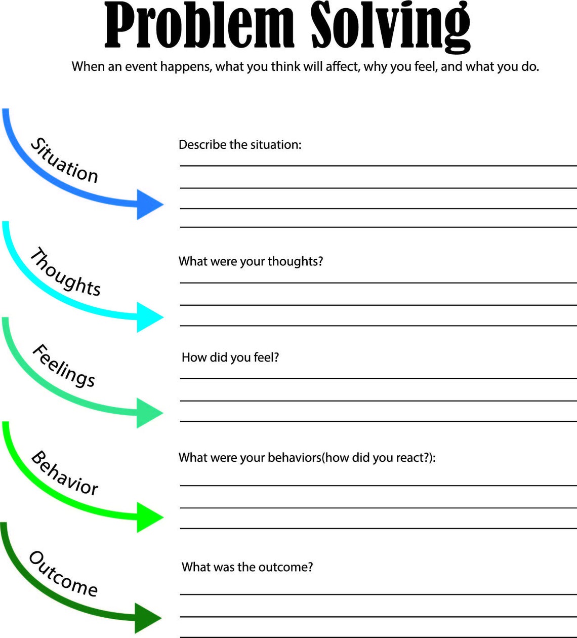 Problem Solving Chart-problem Solving Worksheet-consequence for My Own ...
