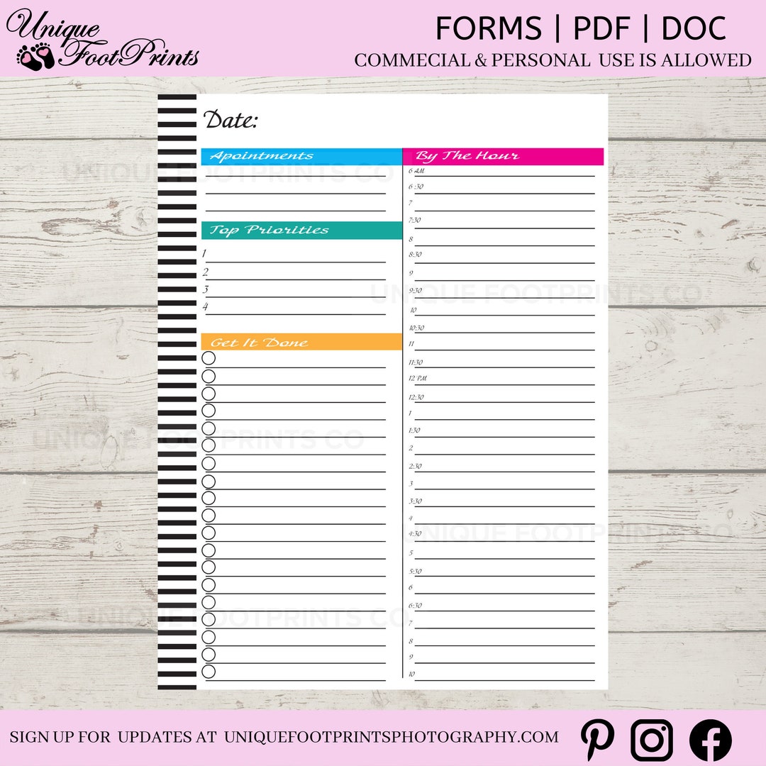 Checklist Sheet A5 Printable Planner Inserts Get It Done List Template ...