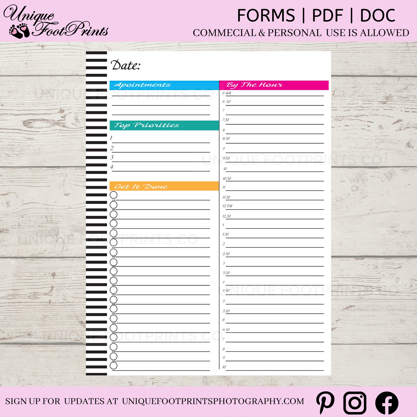 Planners Insert, Calendars, To-do List, Notes, Planner Printable ...