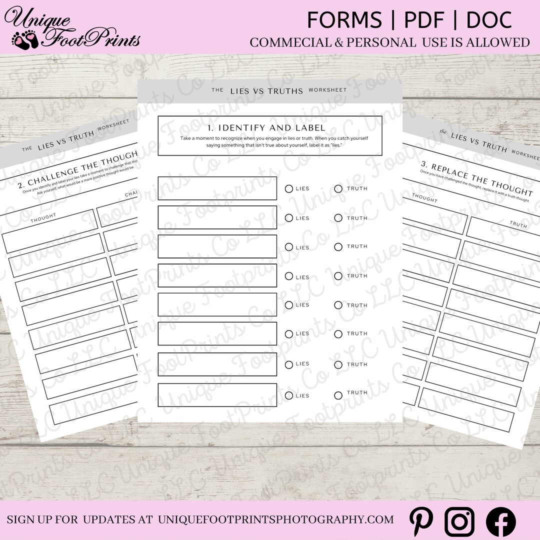 Negative Talk, Lies Vs Truth Worksheet, Lies Vs Truth Worksheets ...