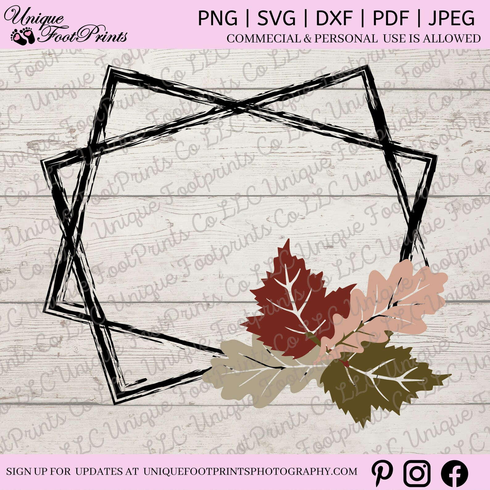 Digital Autumn Leaves PNG Frames. Harvest Graphic Rectangle SVG Clip ...
