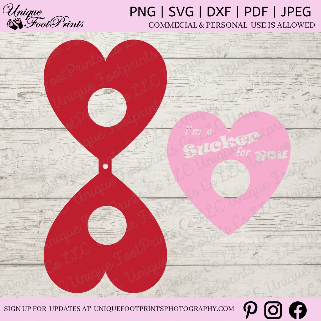 Heart Lollipop Holder Template DIGITAL Cut File, Valentine's Day ...