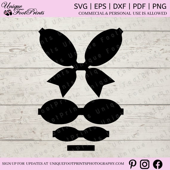 3d Paper Bow Template Classic Hair Bow Template 5 Sizes SVG PDF