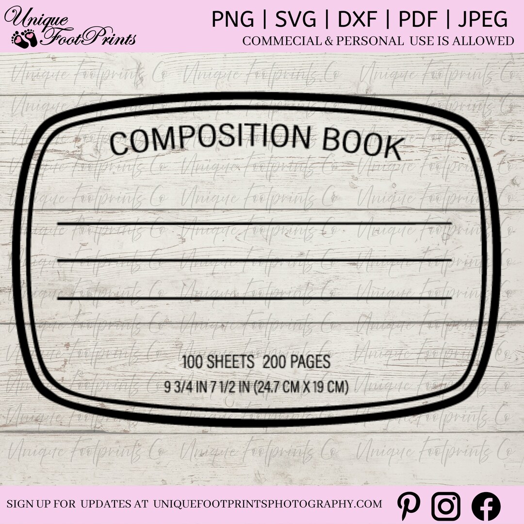 Composition Book SVG | Composition Book Cover | Notebook Template - Etsy