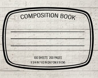 Composition Book Notebook Cover Template Design PDF, PNG and SVG - Etsy
