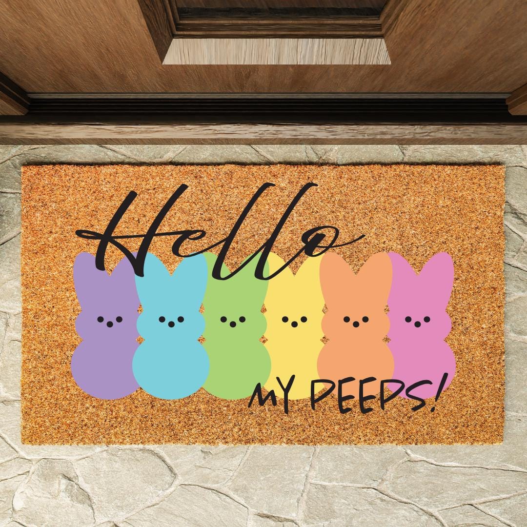 Easter Svg - Hello Peeps Svg - Welcome Door Hanger Svg - Round Sign ...