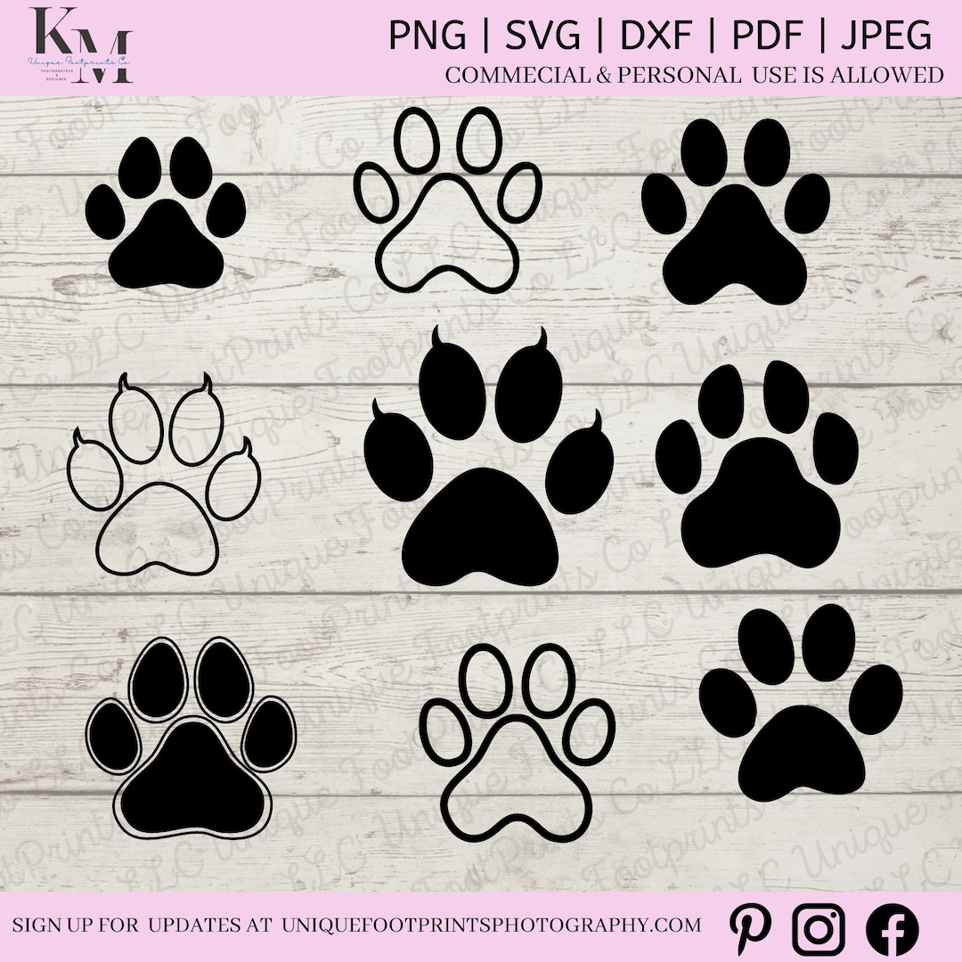Pet Paw SVG Bundle - SVG Files for Cricut - Dog Mom SVG - Puppy Paw Cut ...