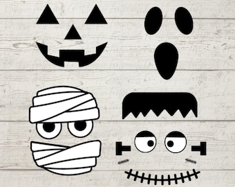 Halloween Faces Svg Clipart Frankenstein Ghost Face Jack O Lantern ...