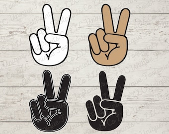Hand Peace Sign SVG Cut File for Cricut, Silhouette, Line Drawing Peace ...