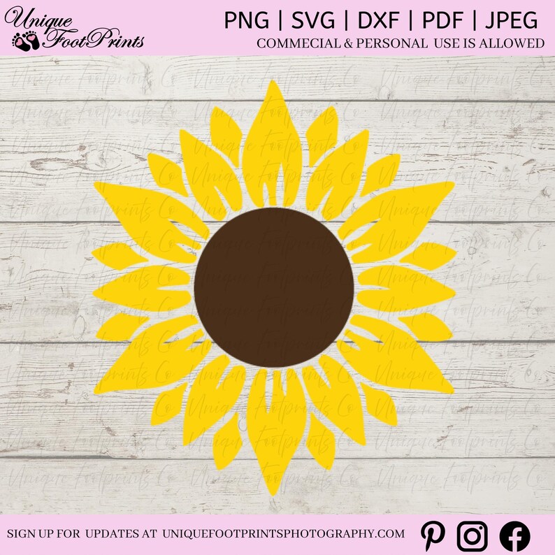 Sunflower Png | Svg Files for Cricut | Sunflower Cricut | Half ...