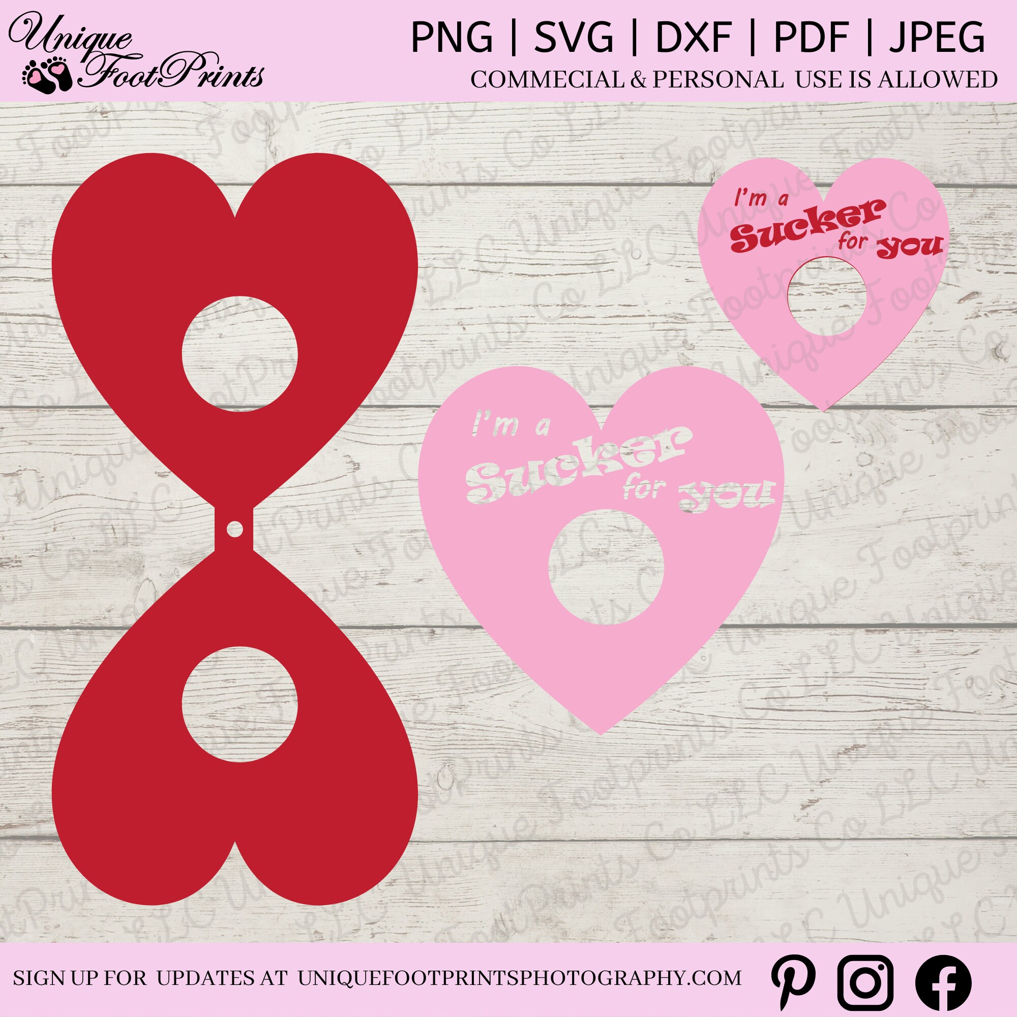 Heart Lollipop Holder Template DIGITAL Cut File, Valentine's Day ...