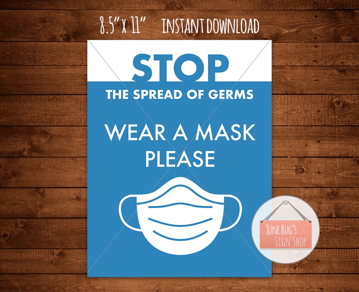 Wear A Mask Sign, Printable, INSTANT DOWNLOAD, Please Wear A Mask ...