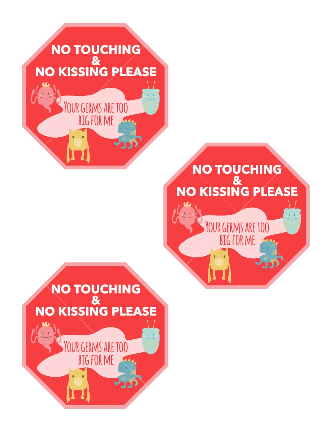 No Touching and No Kissing Car Seat Tag, PRINTABLE INSTANT DOWNLOAD ...